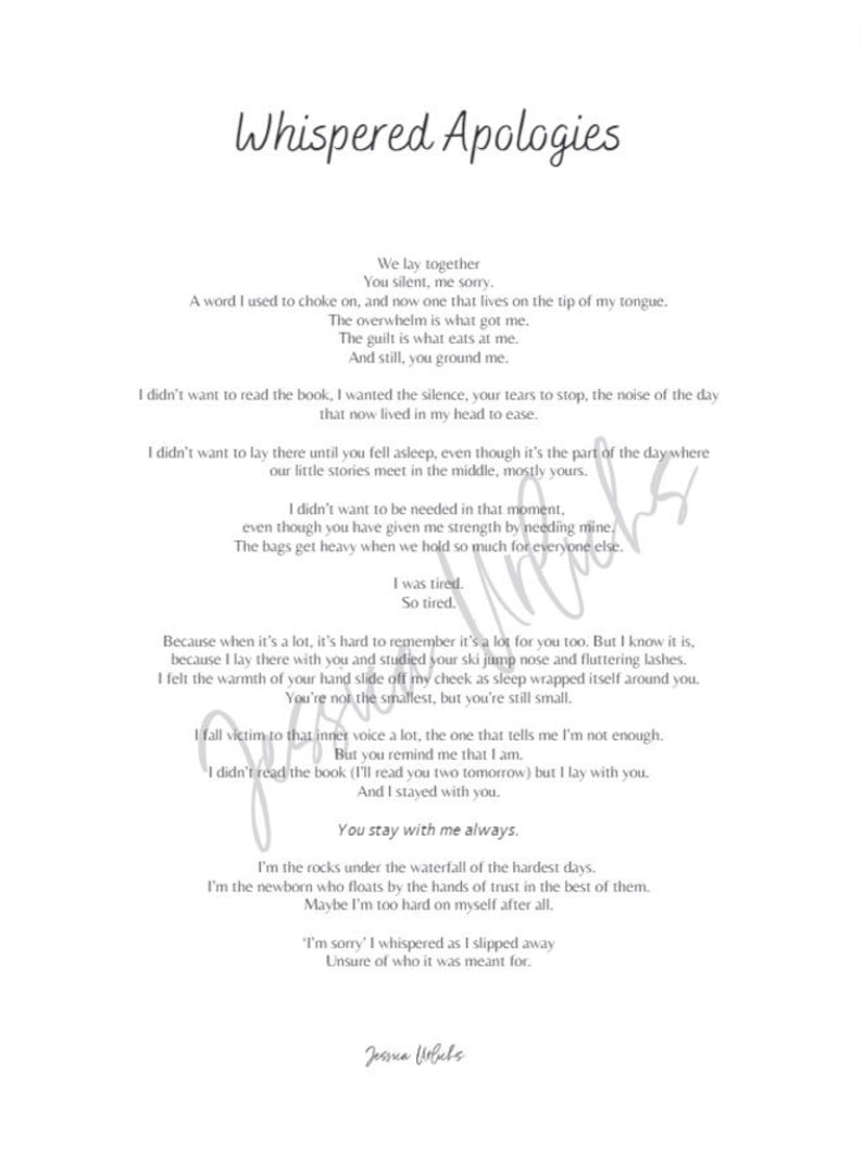 Whispered Apologies Poem - Etsy