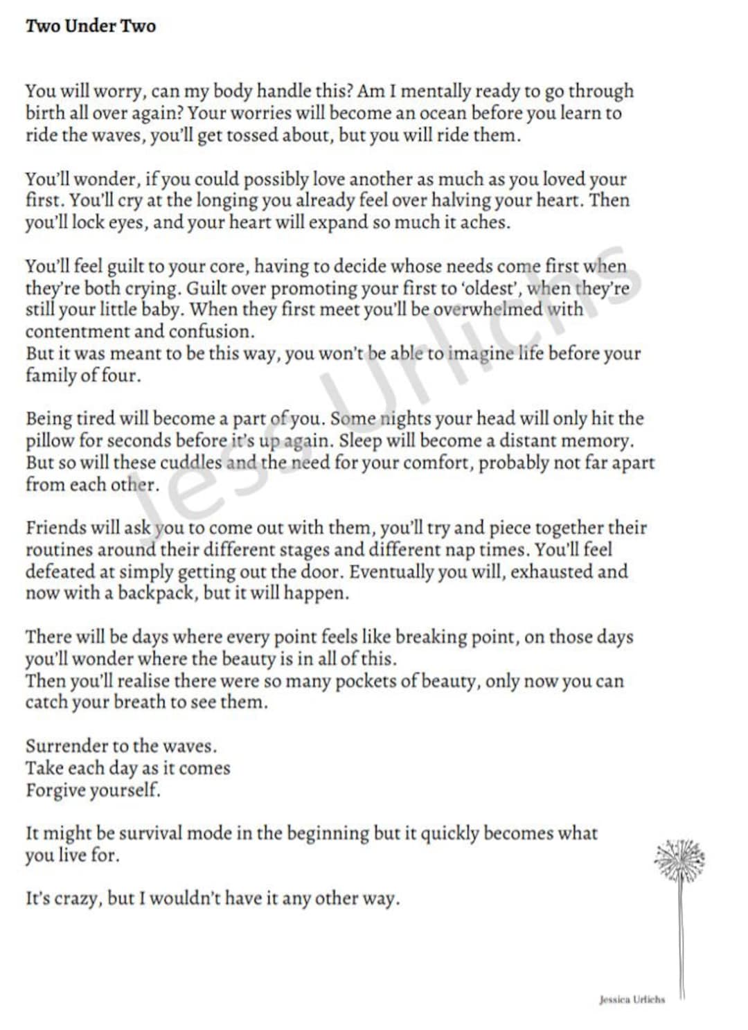 Two Under Two Poem - Etsy