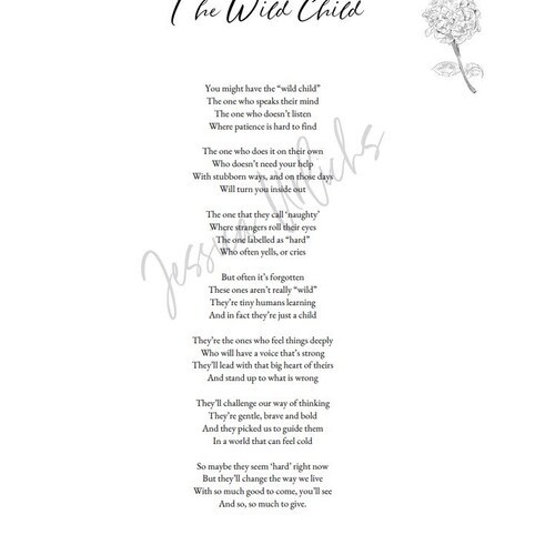 The Wild Child Poem - Etsy UK