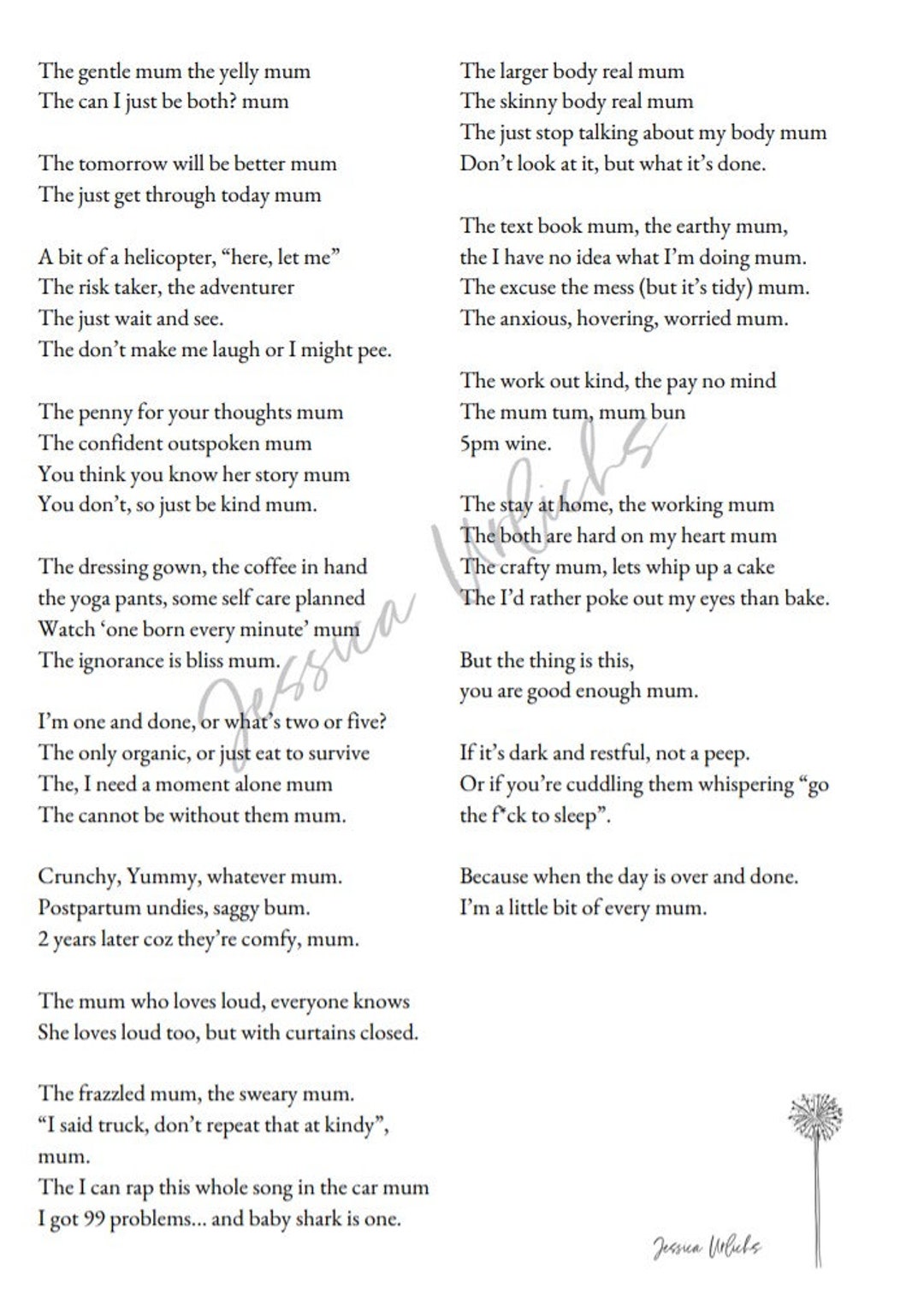 The Every Mum Poem (a Pick Me up for a Friend) - Etsy