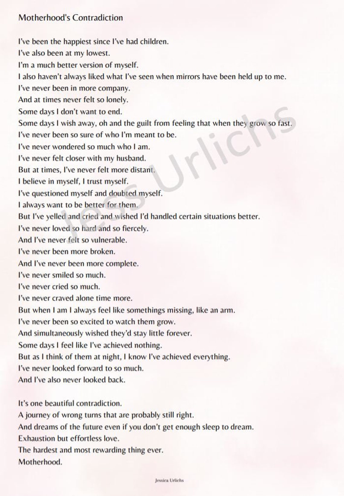 Motherhood's Contradiction Poem - Etsy