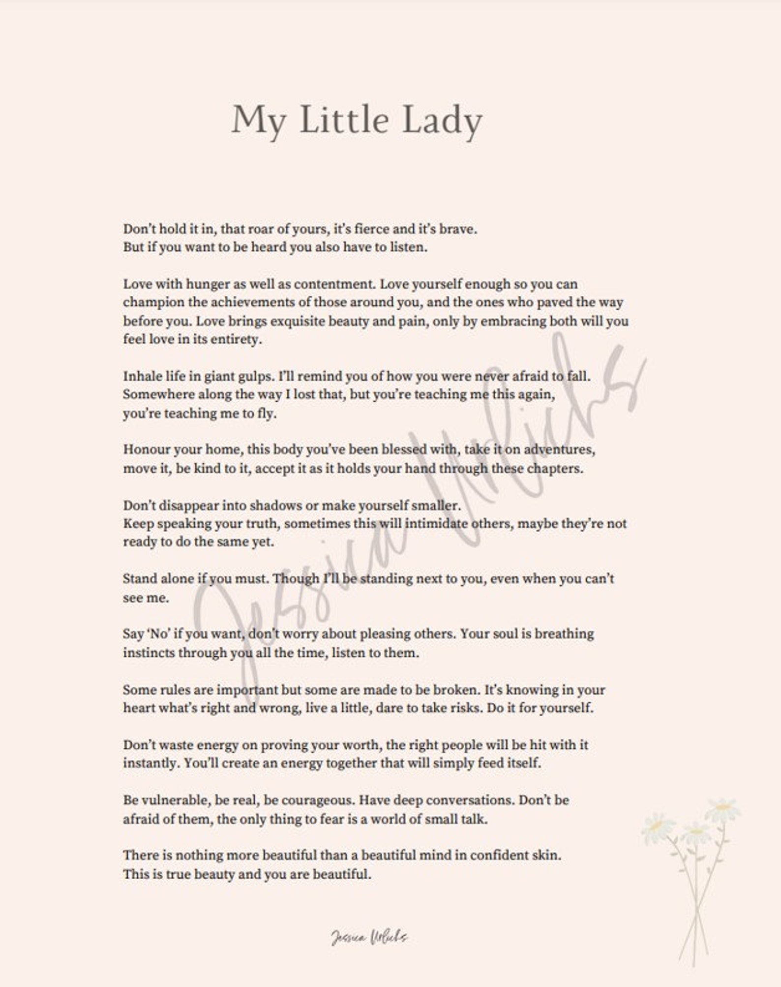 My Little Lady Poem - Etsy