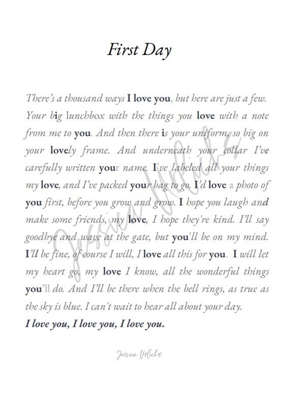 First Day of School Poem - Etsy