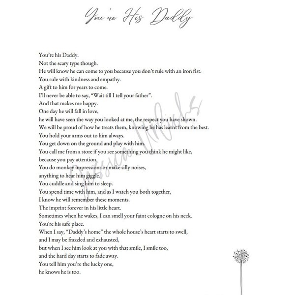 Daddy Poem - Etsy