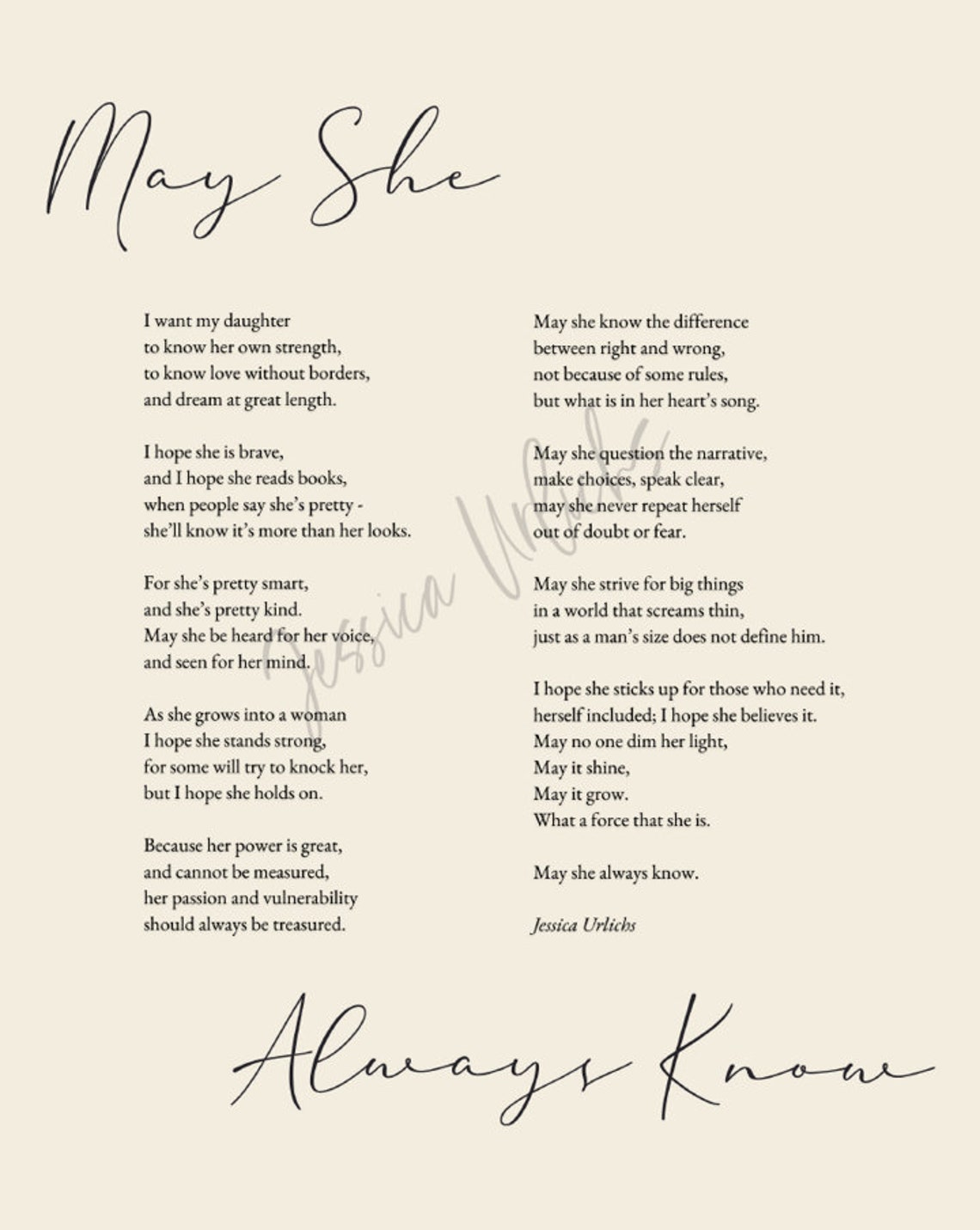 May She Always Know Poem With Design - Etsy