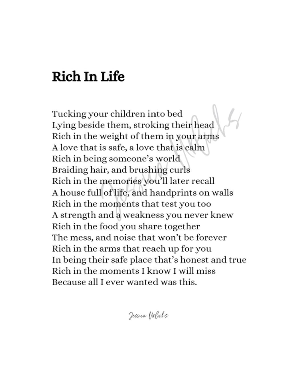 Rich in Life Poem - Etsy