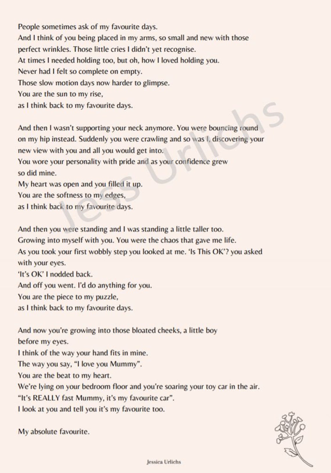 My Favourite Poem boy Version | Etsy