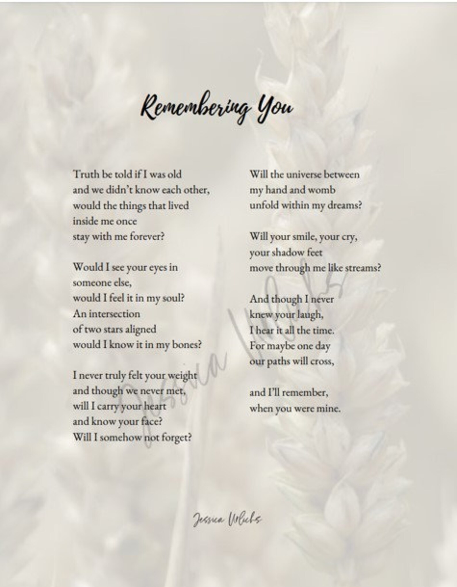 Remembering You (a Poem About Pregnancy/ Child Loss) - Etsy