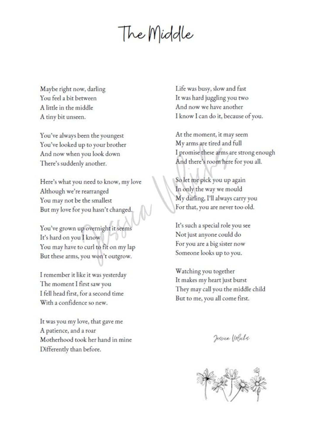 The Middle a Poem for the Middle Child - Etsy