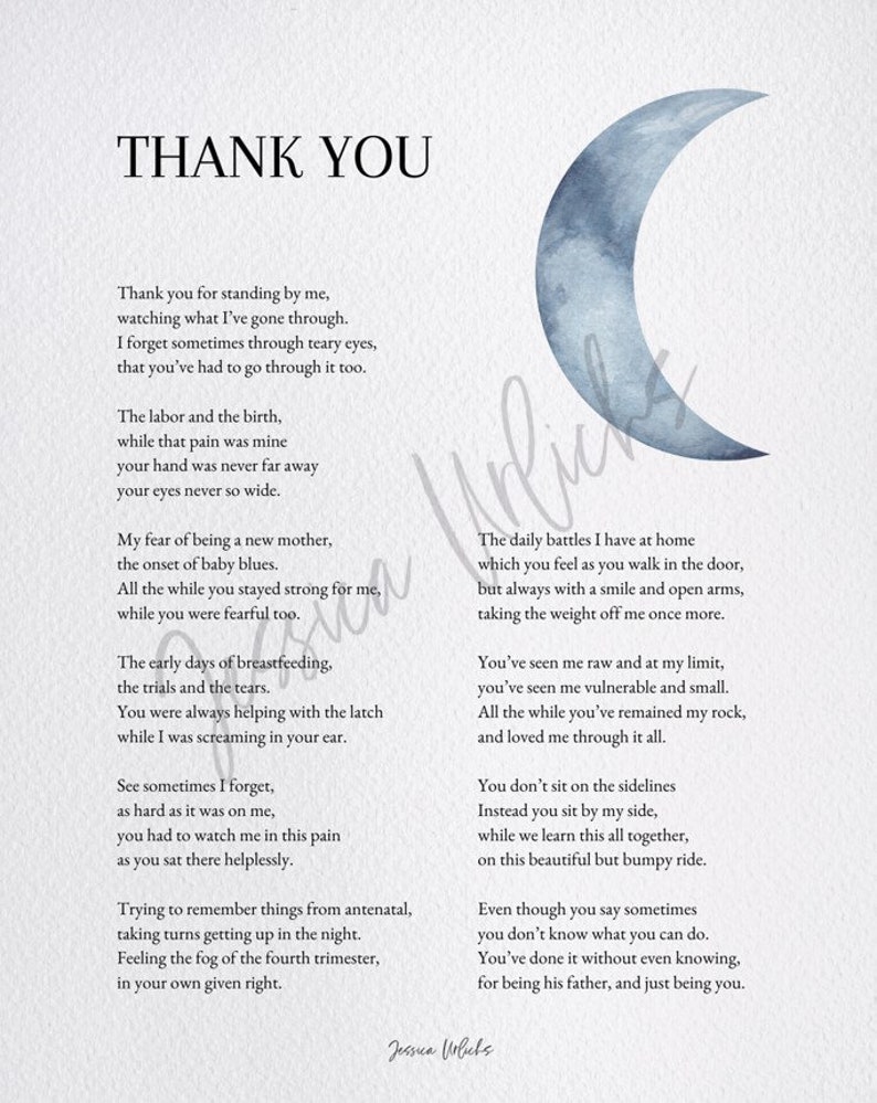 Thank You Poem for Your Partner with Design 'him' - Etsy New Zealand