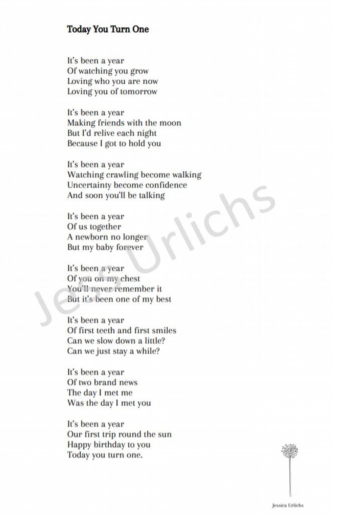 Today You Turn One first Birthday Poem for First Baby - Etsy