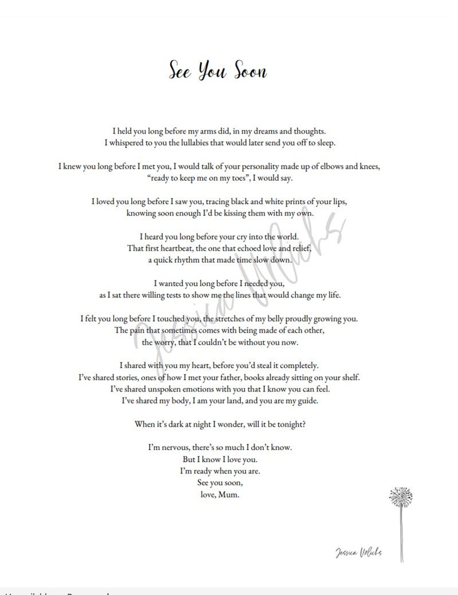 See You Soon - Pregnancy Poem - Etsy