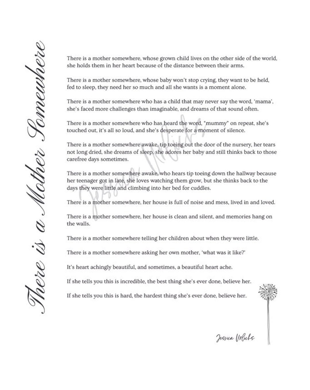 There is A Mother Somewhere Poem - Etsy