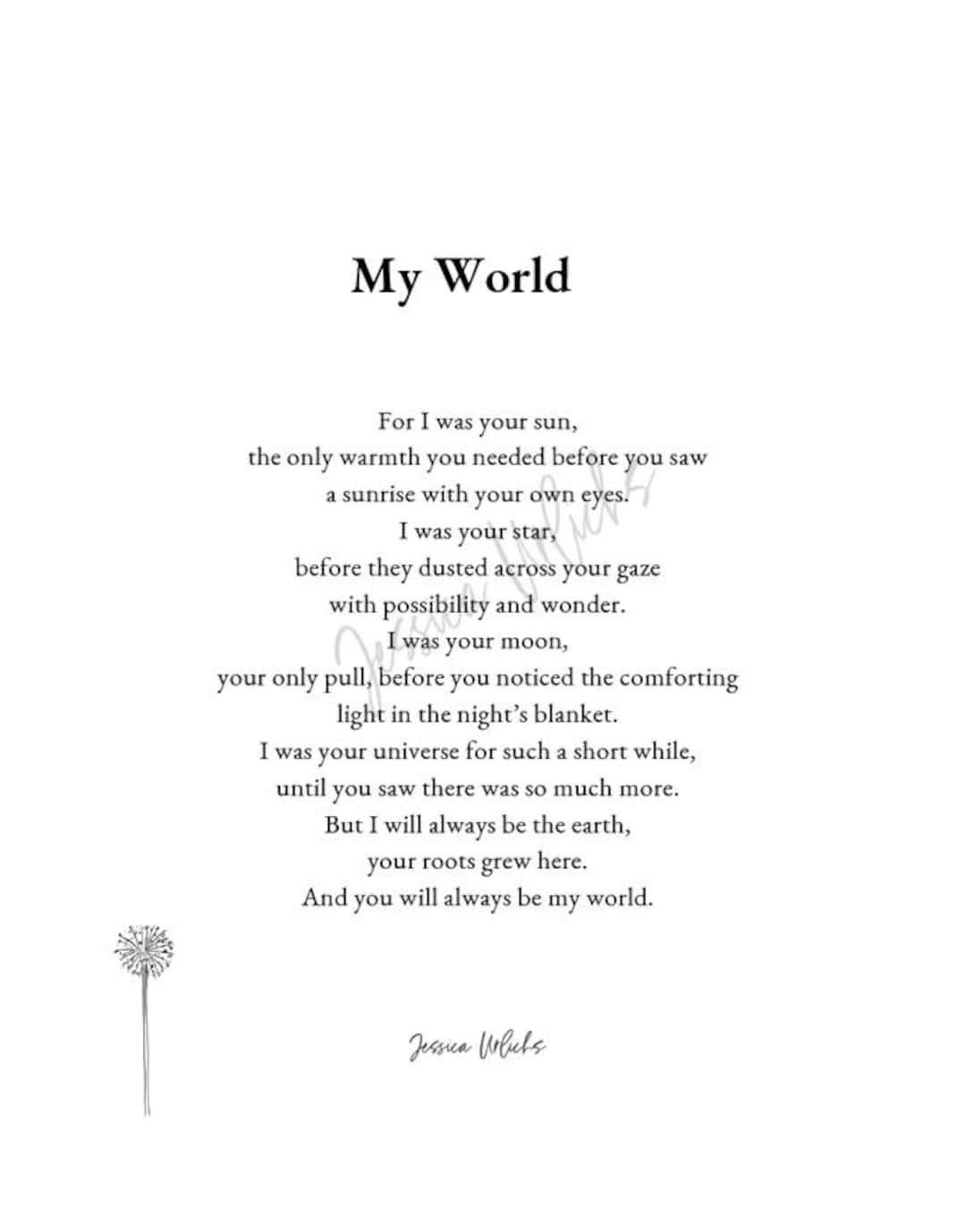 My World Poem - Etsy