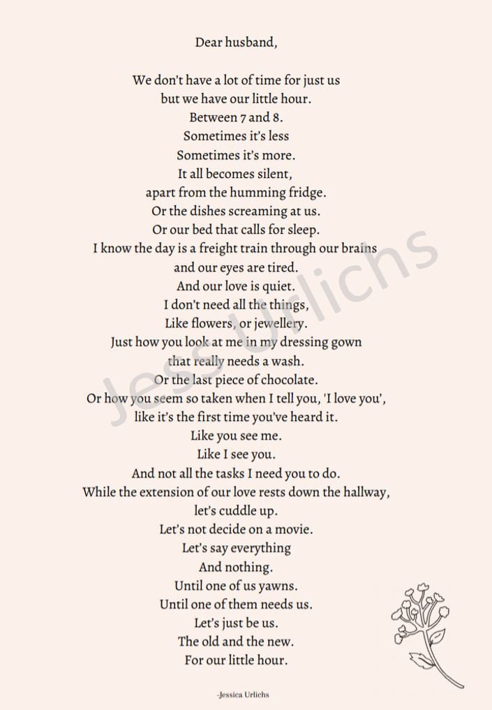 Dear Husband Poem A4 | Etsy