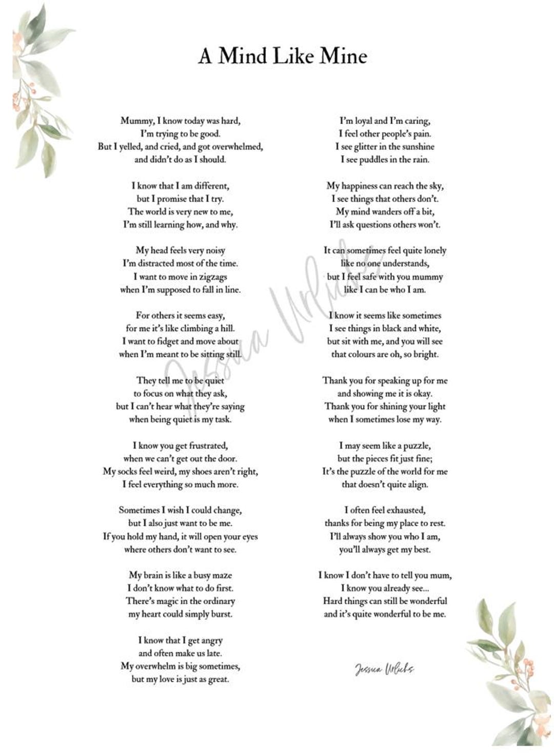 A Mind Like Mine Poem - Etsy