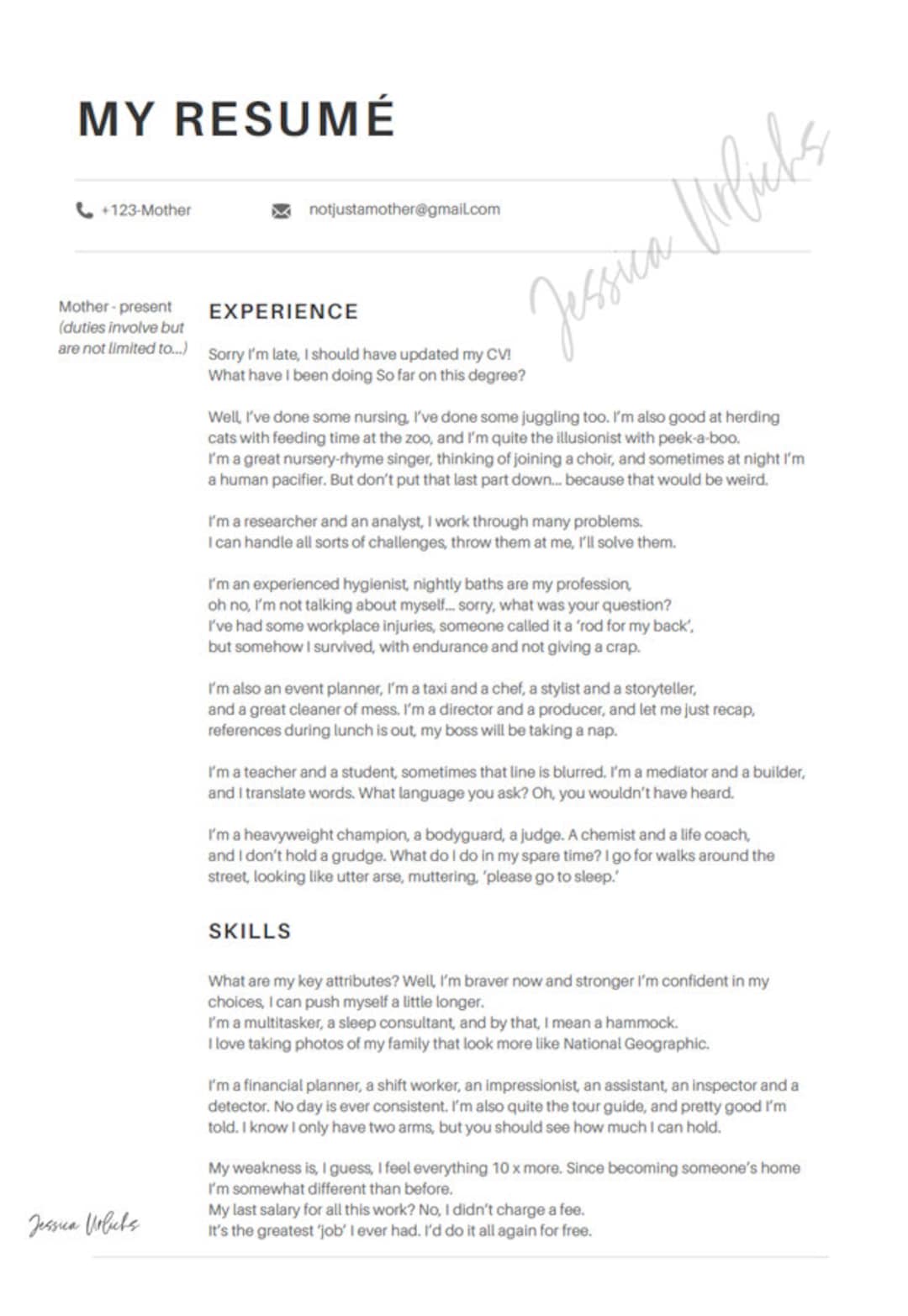 My Resume Poem (designed Like a Resume) - Etsy