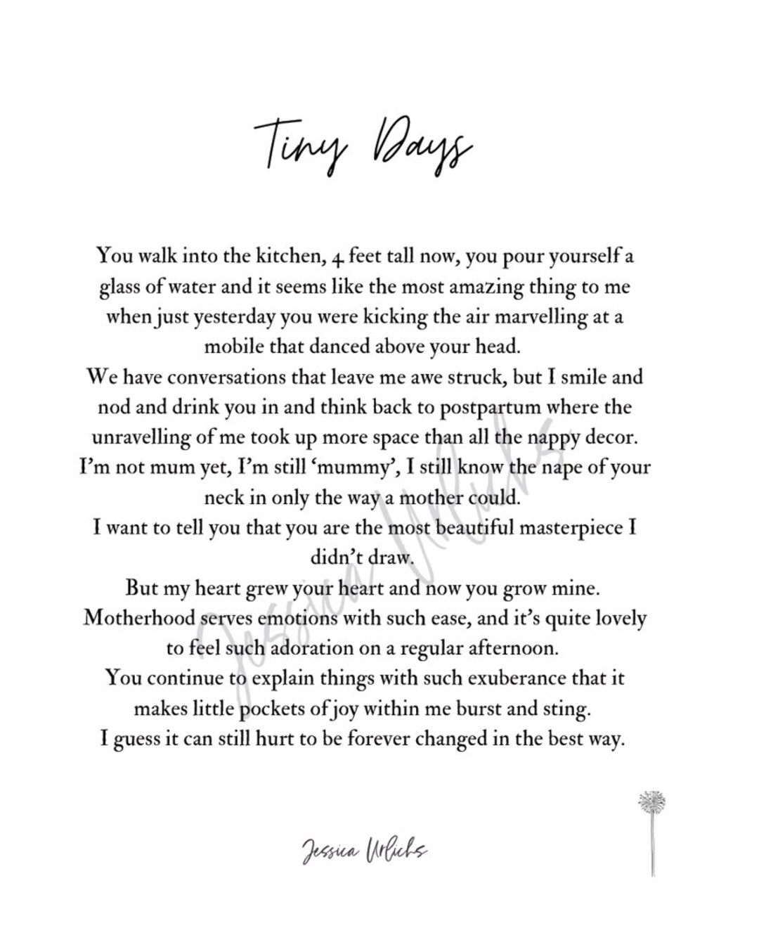 Tiny Days Poem - Etsy