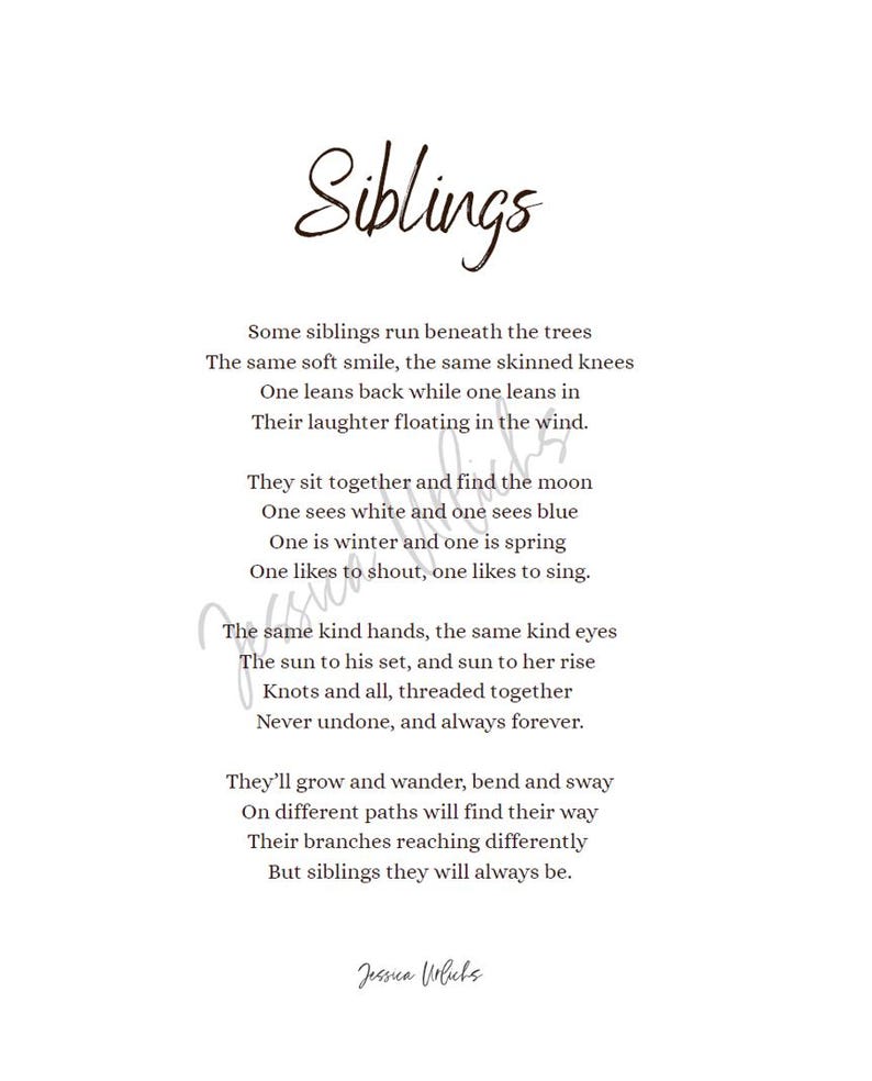 Siblings Poem - Etsy
