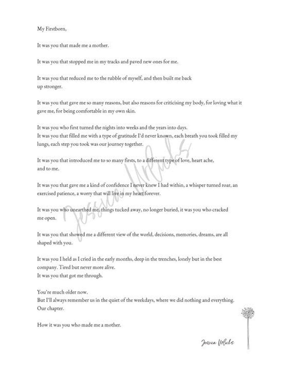 A Letter to My Firstborn Poem - Etsy