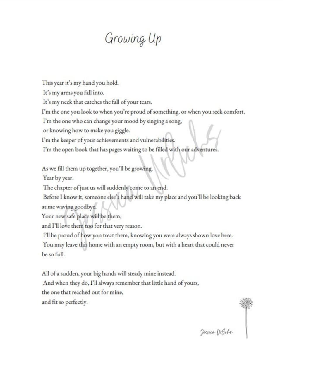 Growing up (this Year It's My Hand You Hold) Poem - Etsy