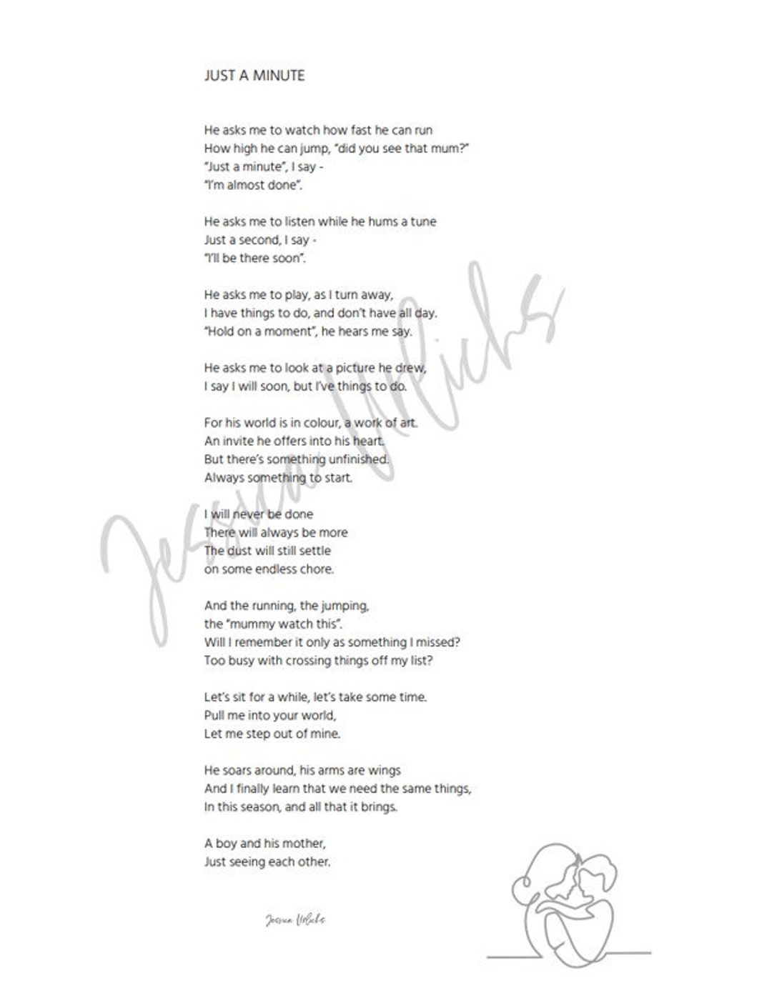 Just A Minute Poem (he Version) - Etsy