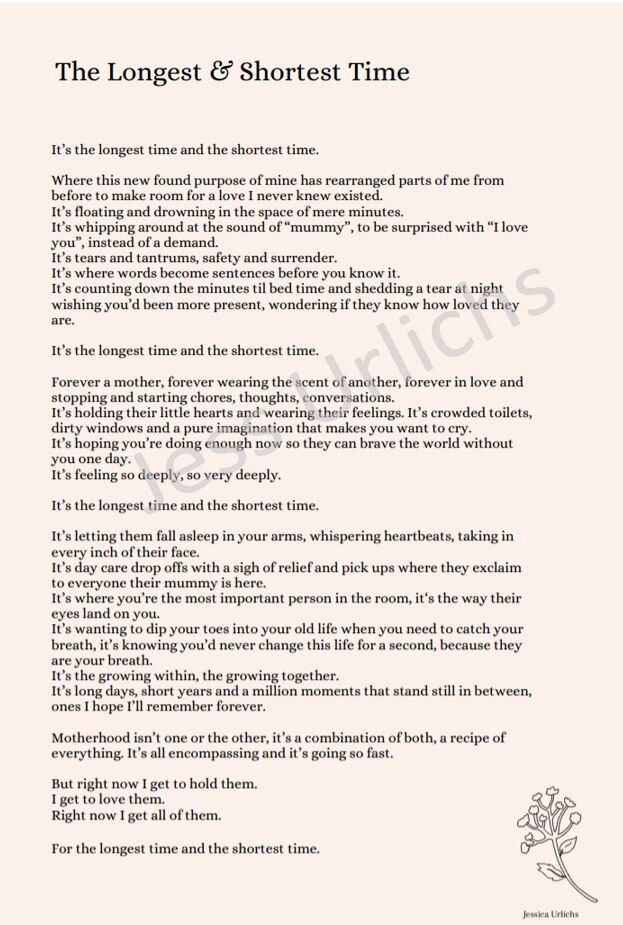 The Longest and Shortest Time Poem | Etsy