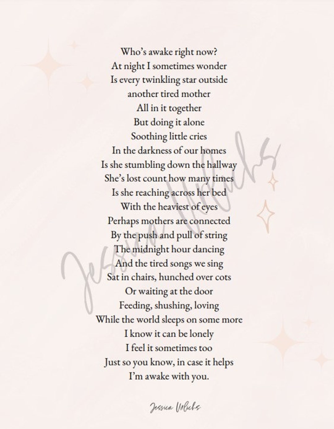 I'm Awake With You Poem - Etsy