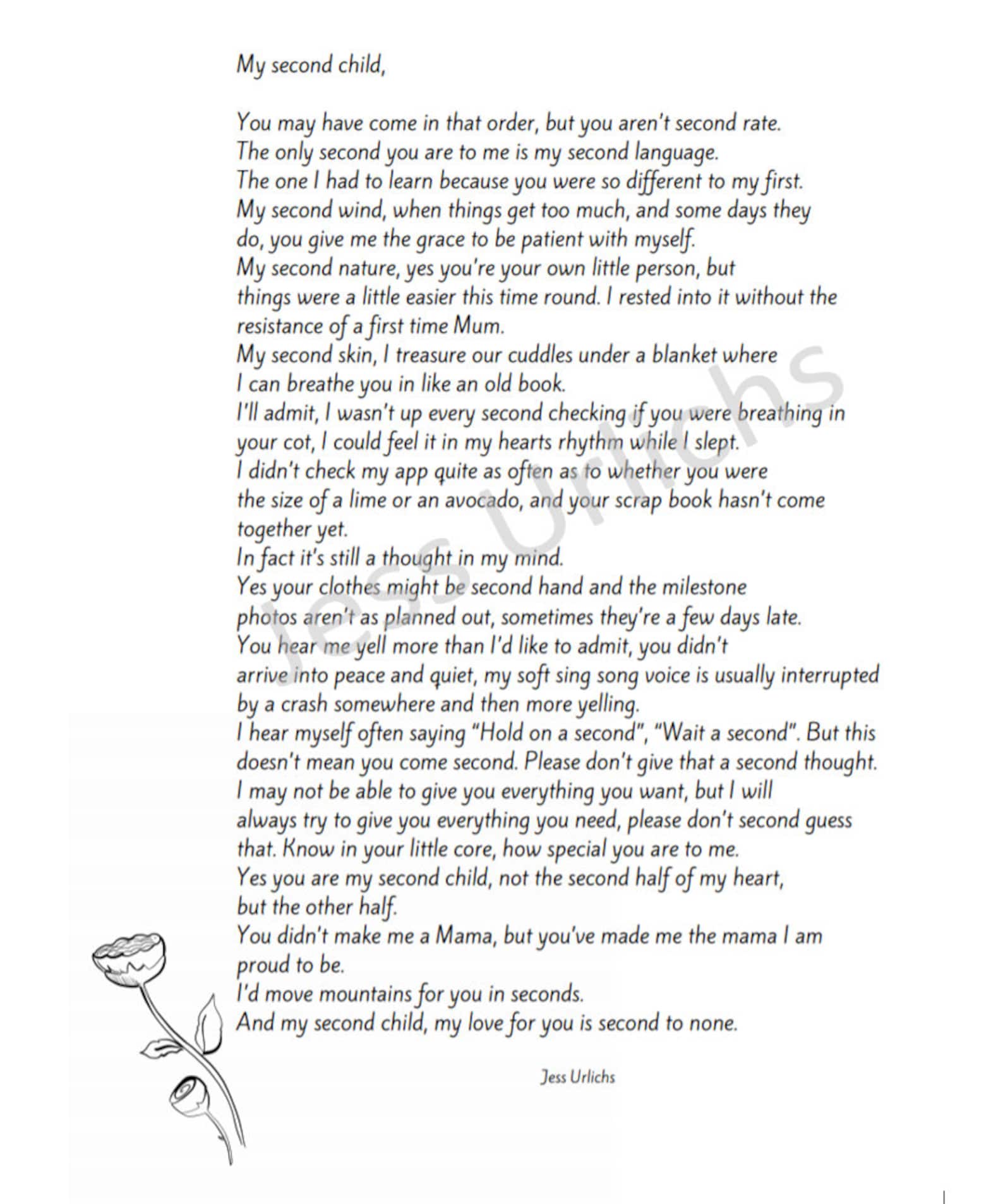 My Second Child Poem | Etsy