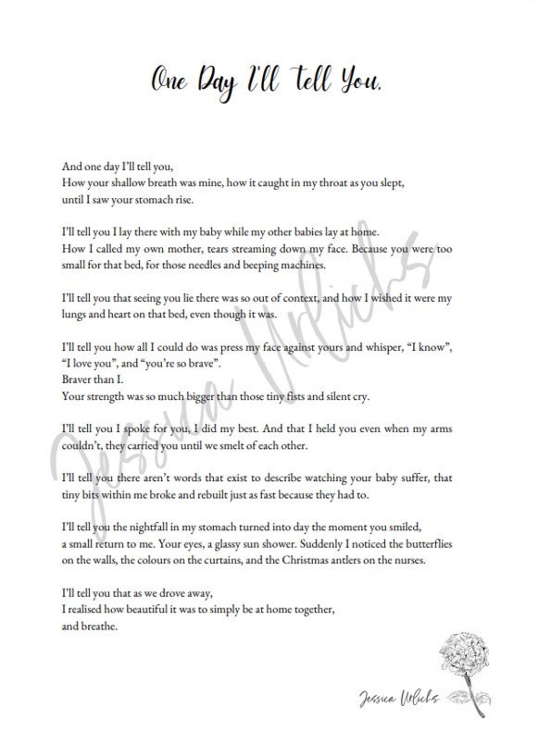 One Day I'll Tell You (hospital Poem) - Etsy