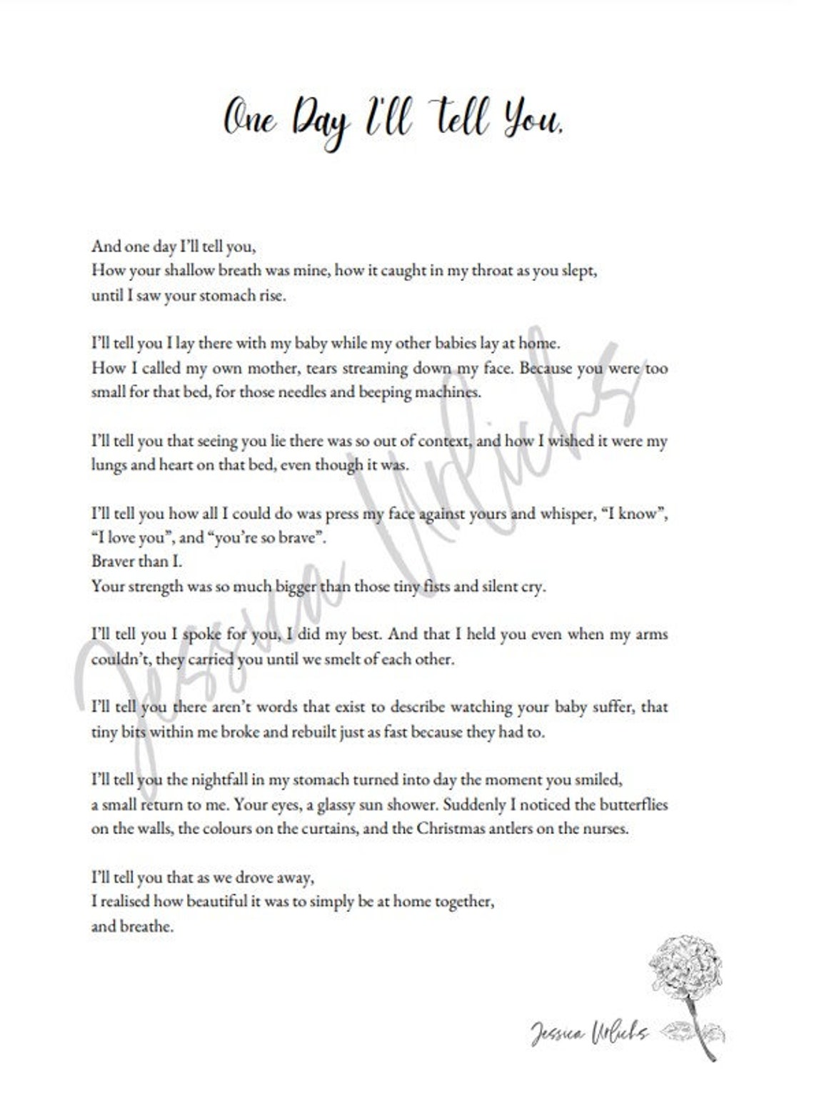 One Day I'll Tell You (hospital Poem) - Etsy