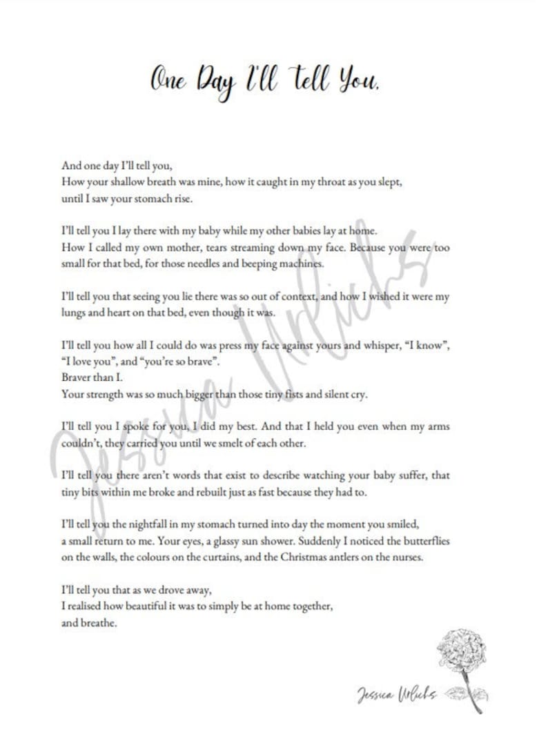 One Day I'll Tell You (hospital Poem) - Etsy