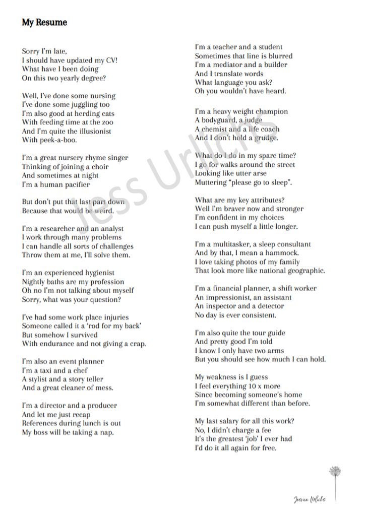 My Resume Poem - Etsy