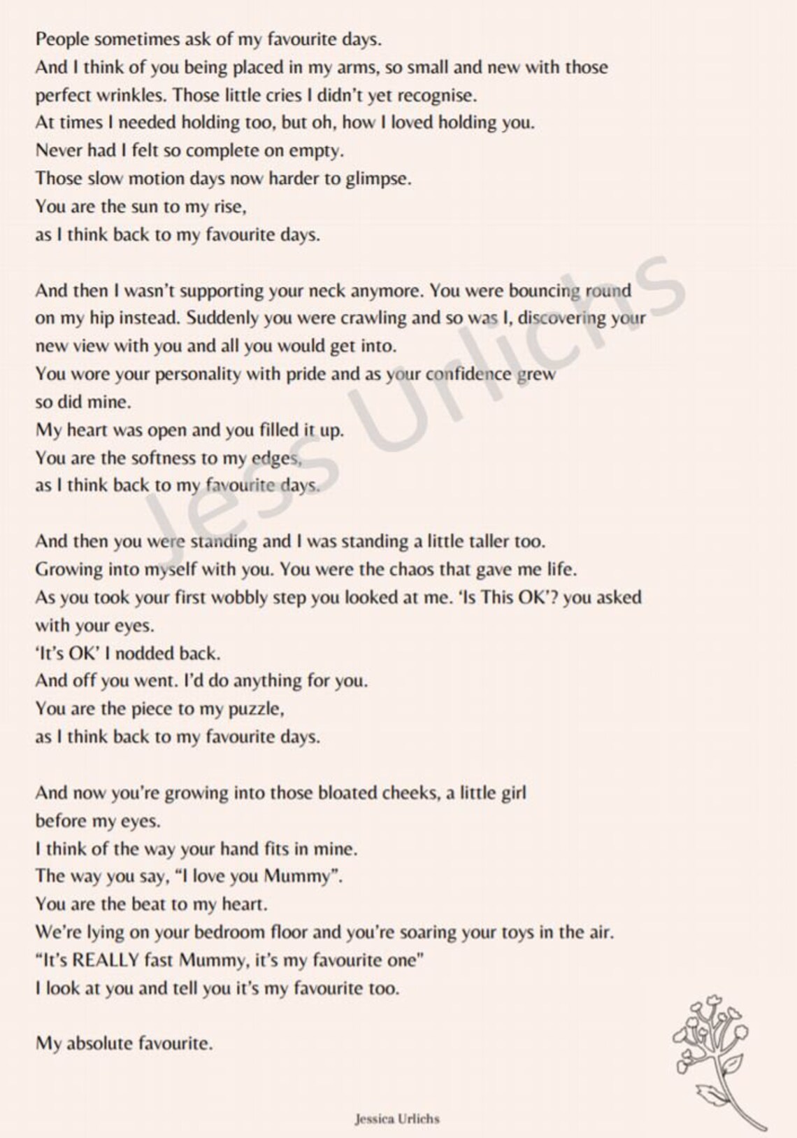 My Favourite Poem (girl Version) - Etsy