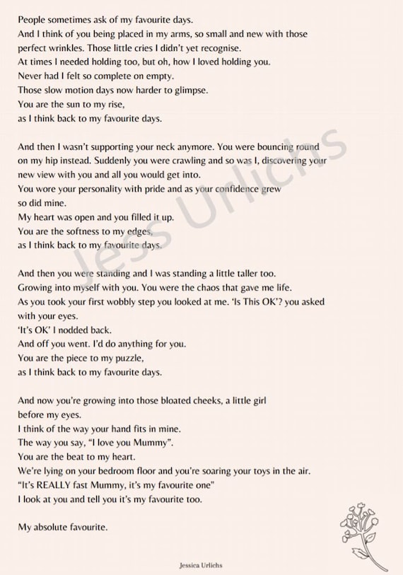 My Favourite Poem girl Version | Etsy