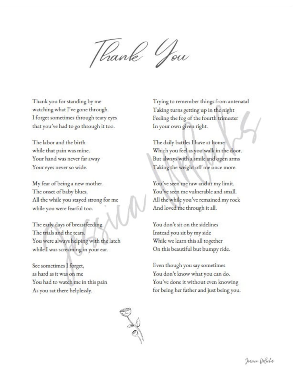 Thank You Poem for Your Partner (original Version) 'him' 'her' 'their ...