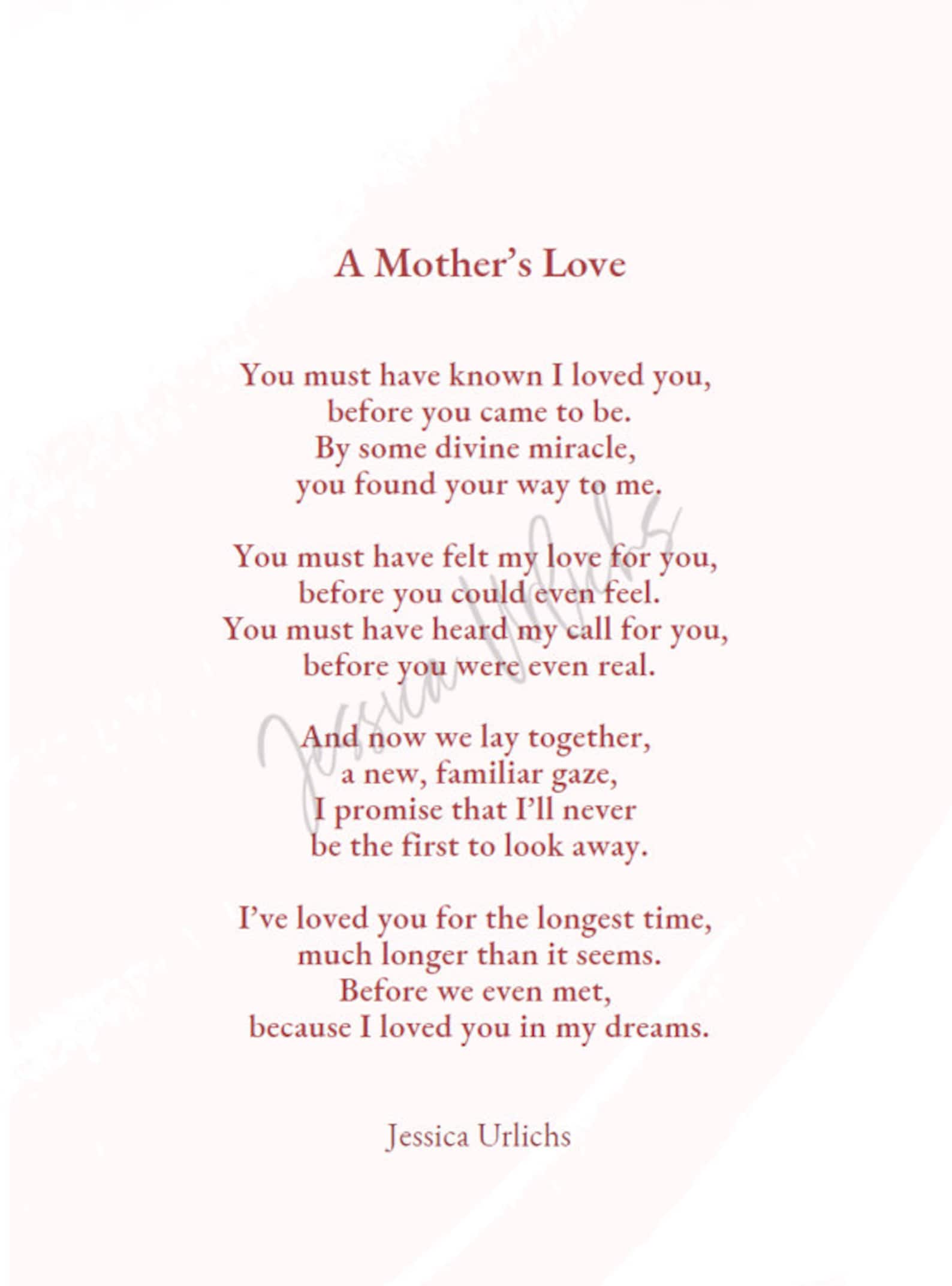 A Mother's Love Poem - Etsy