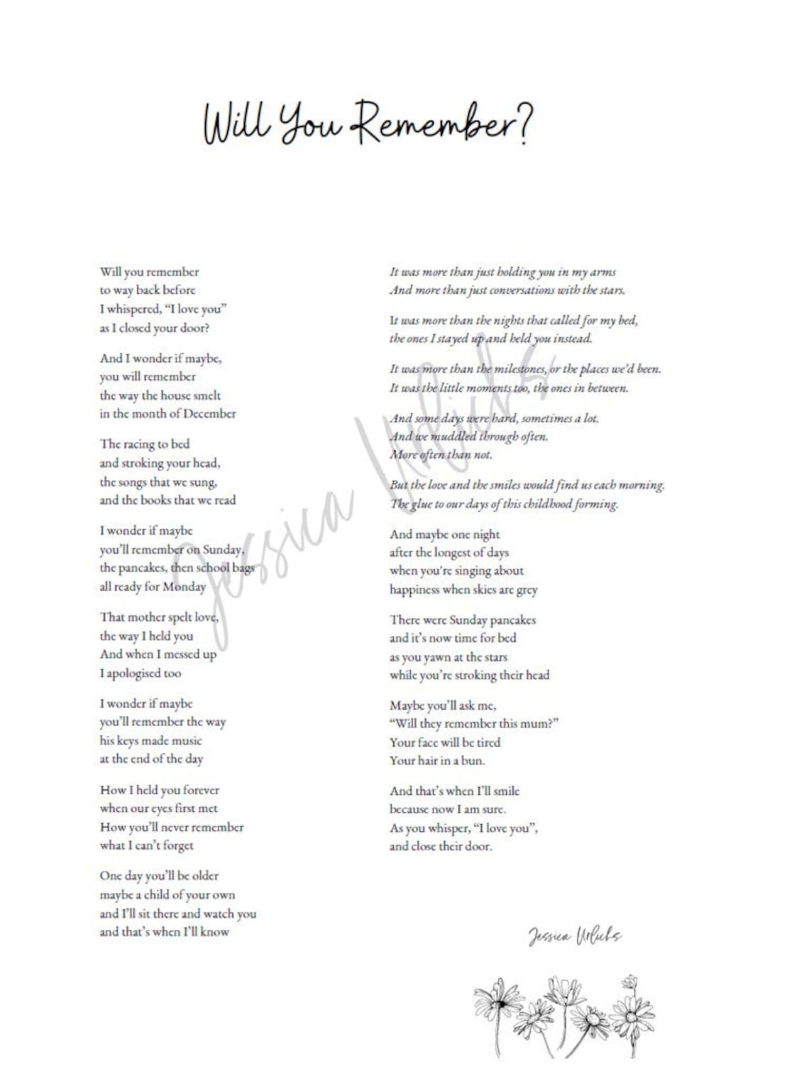 Will You Remember Poem - Etsy