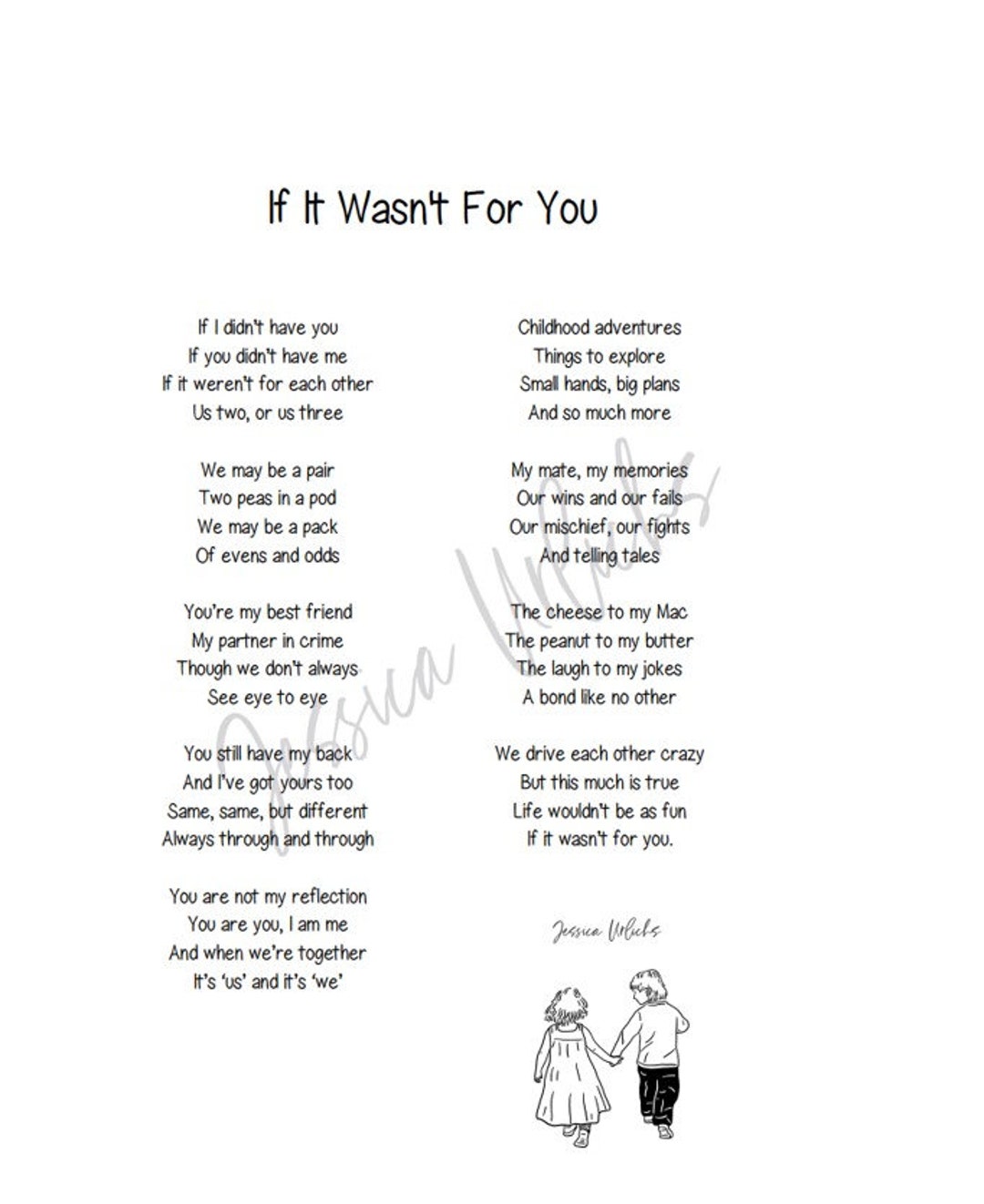 If It Wasn't for You (siblings Poem) - Etsy