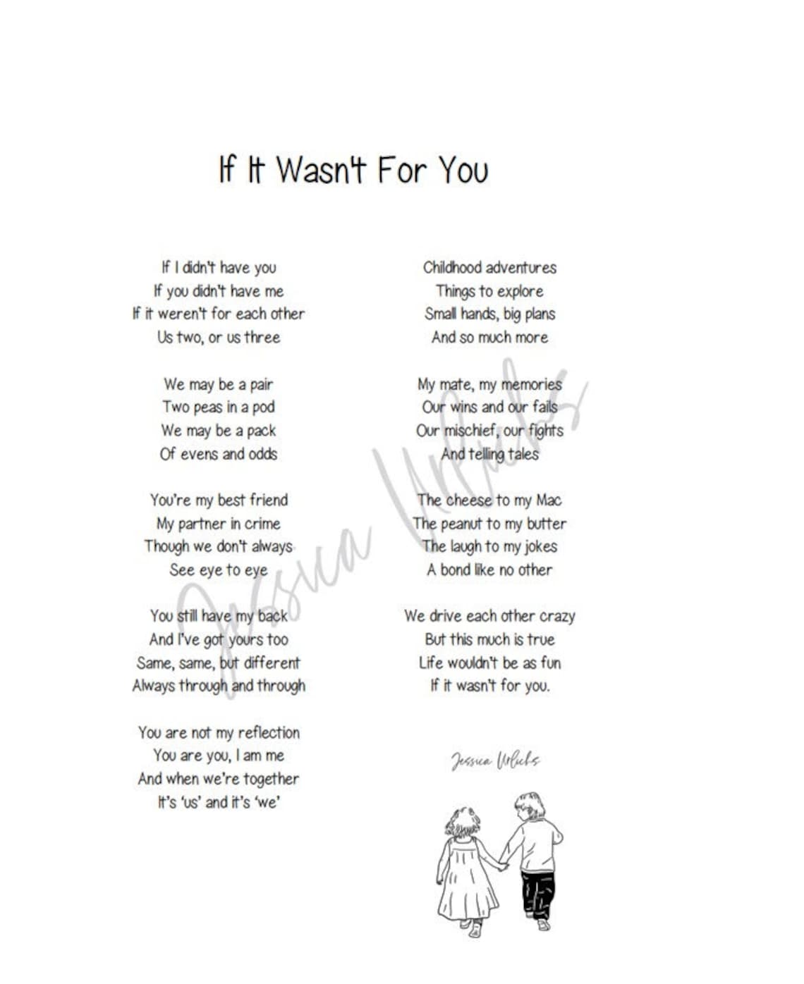 If It Wasn't for You siblings Poem - Etsy