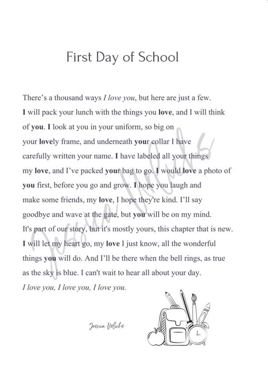 First Day Of Kindergarten Poem