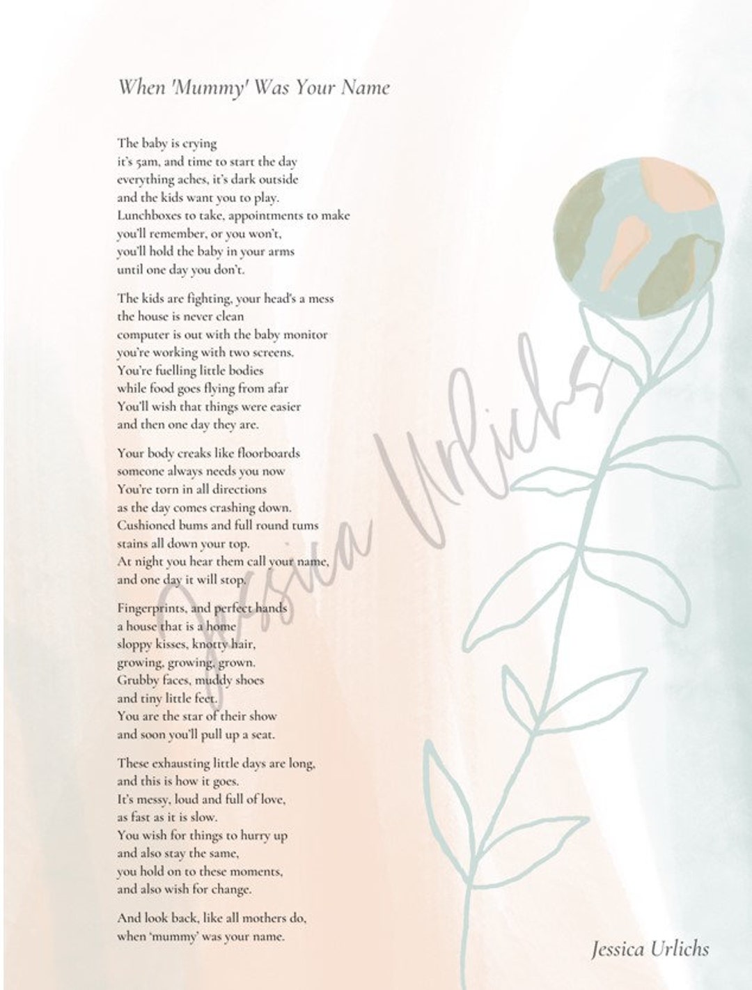 When Mummy Was Your Name Poem mommy Version Available Also - Etsy UK