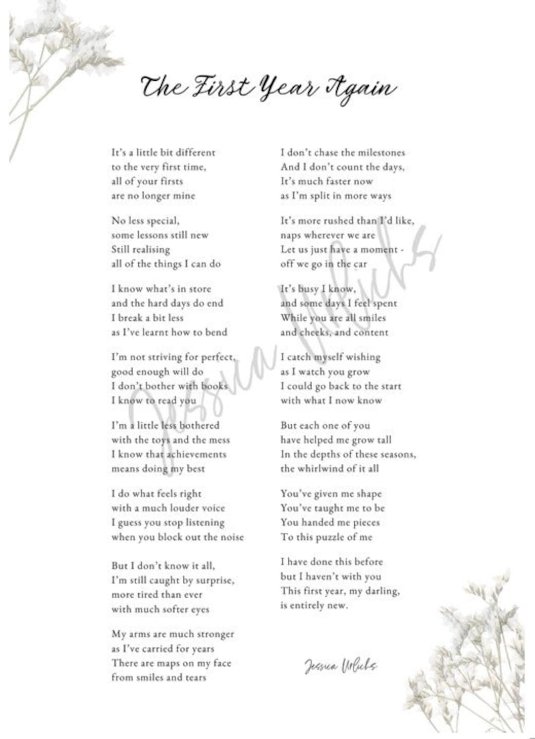 The First Year Again Poem for Subsequent Babies - Etsy Australia