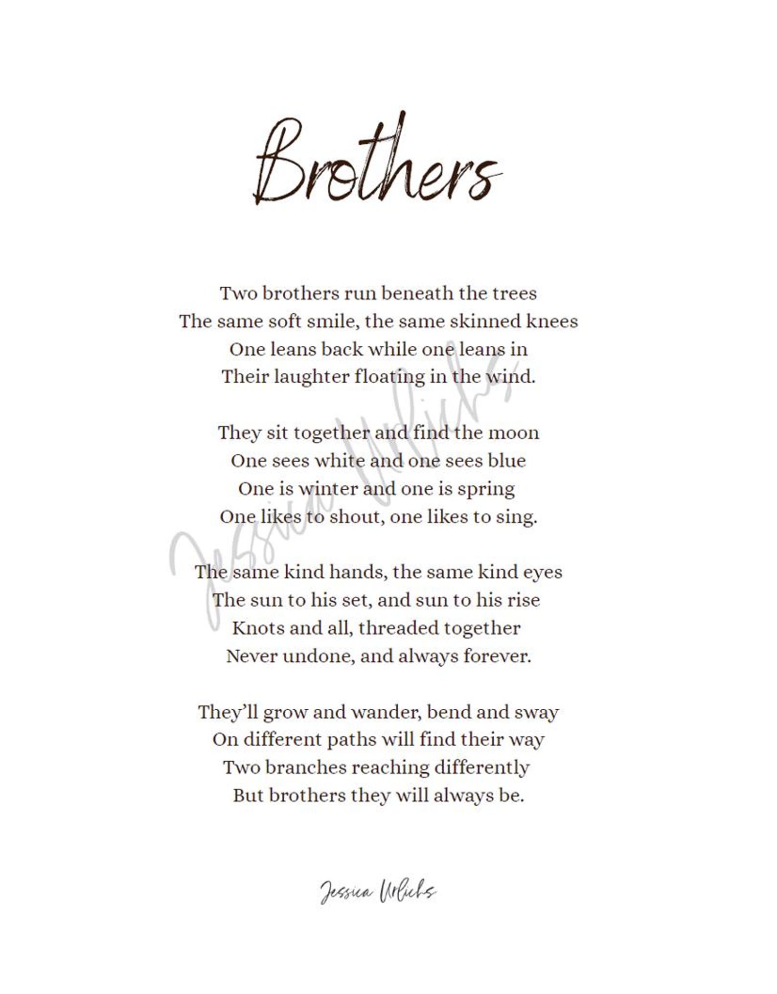 Brothers Poem - Etsy