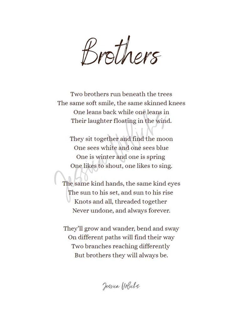 Brothers Poem - Etsy