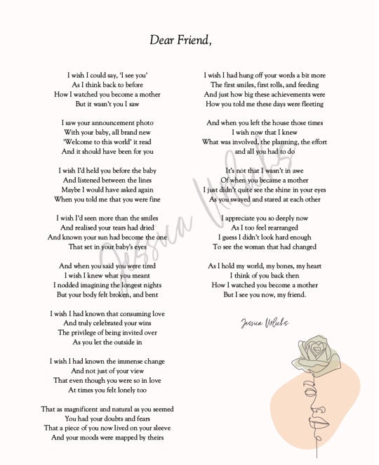 Dear Friend (I See You Now) Poem 8 by 10 Inch - Etsy Canada