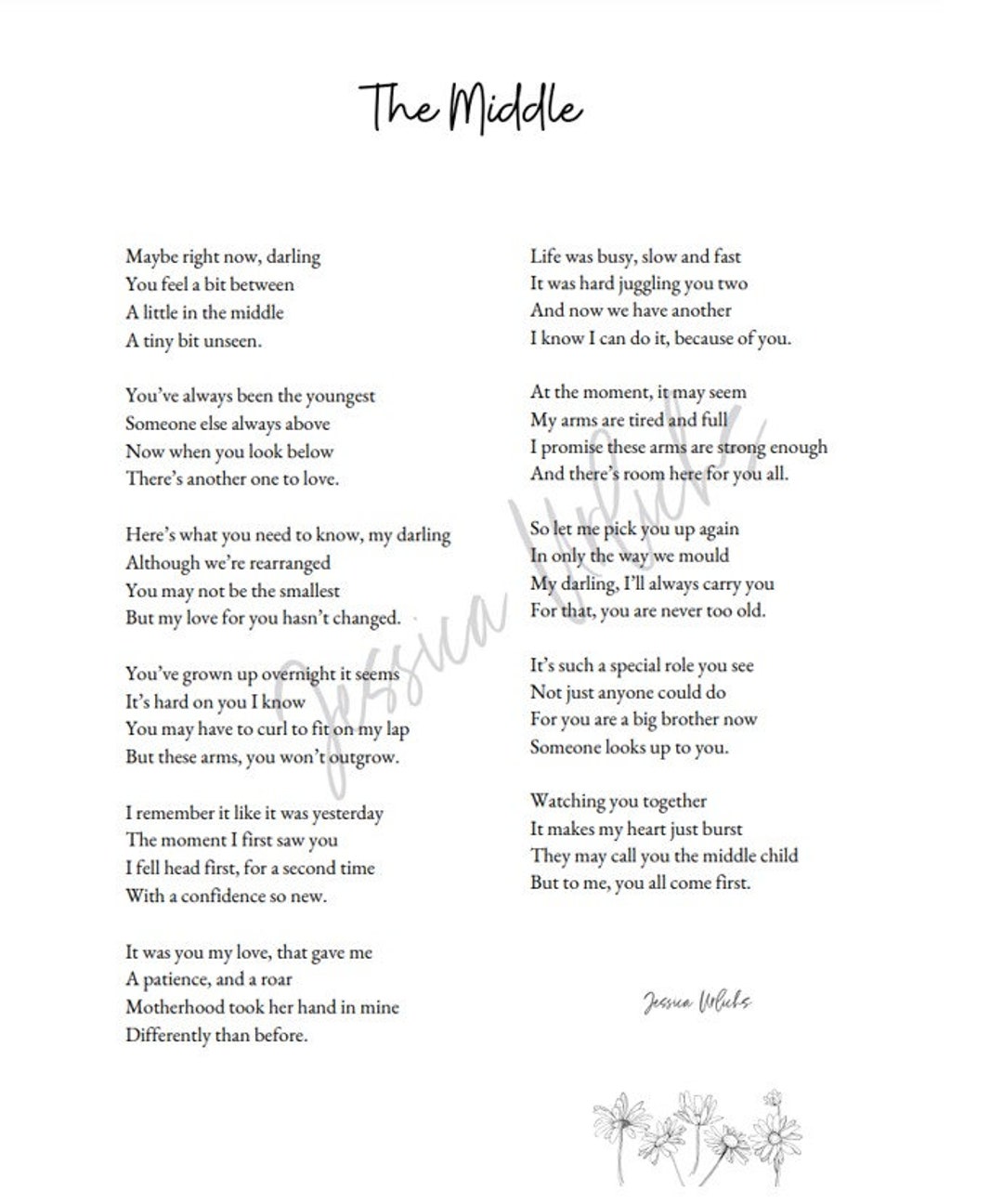 The Middle (a Poem for the Middle Child) - Etsy