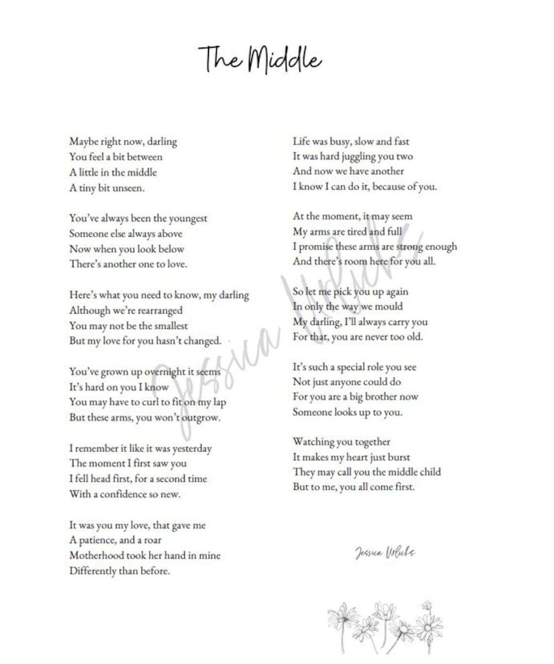 The Middle a Poem for the Middle Child - Etsy
