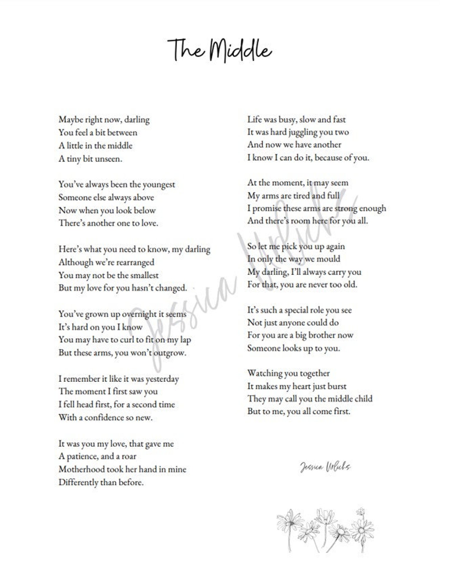 The Middle (a Poem for the Middle Child) - Etsy