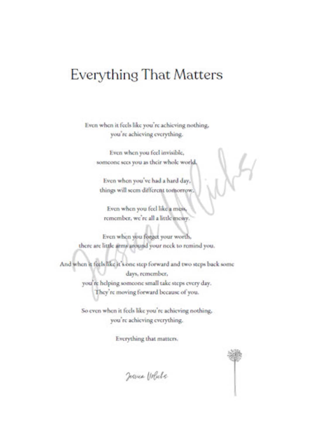 Everything That Matters Poem - Etsy